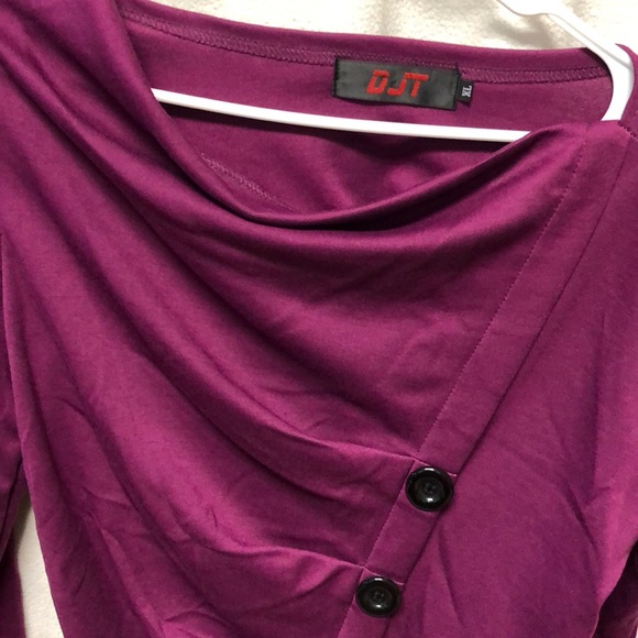 DJT | Tops | Long Top With Diagonal Buttons Berry Color | Poshmark